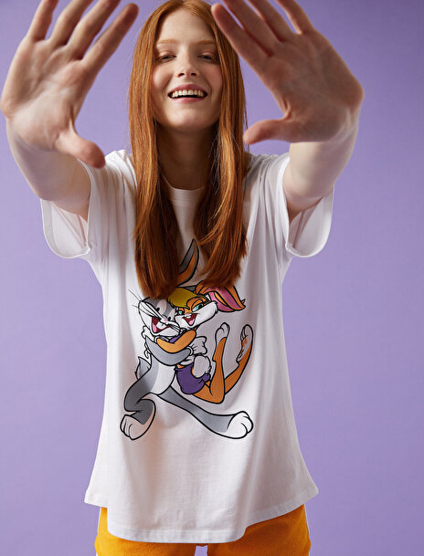 Koton Ole Genç Kız Bugs Bunny Tişört Lisanslı Pamuklu Oversize