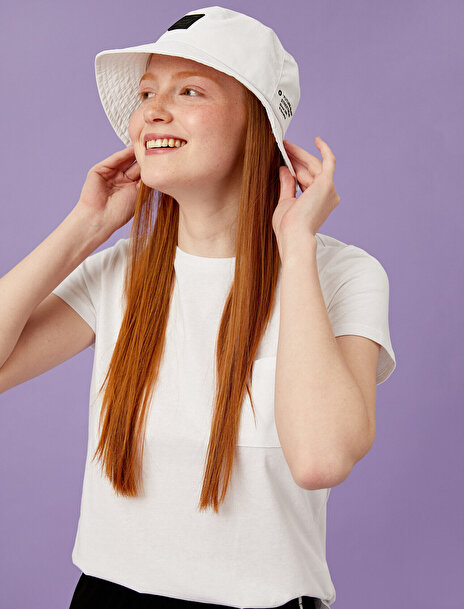 Koton Kadın Bisiklet Yaka Tişört Cepli Pamuklu