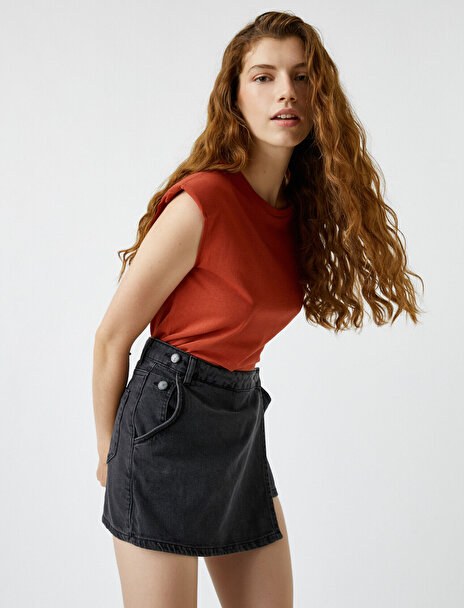 Koton Kadın Vatkalı Tişört Bisiklet Yaka Pamuklu