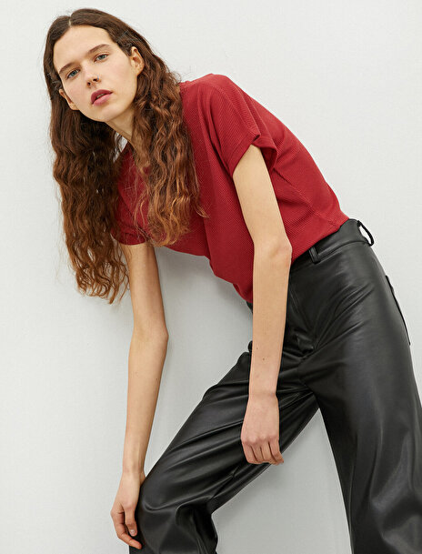 Koton Ole Genç Kız Kısa Kollu Tişört Bisiklet Yaka