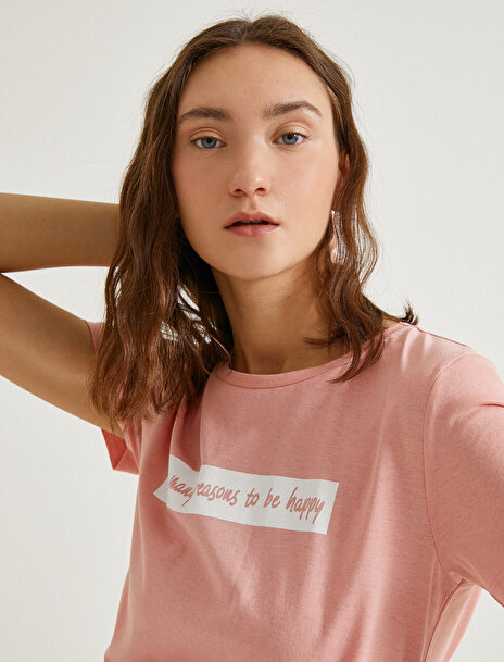 Koton Kadın Yazılı Tişört Baskılı Kısa Kollu Pamuklu