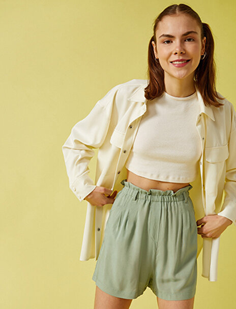 Koton Ole Genç Kız Yüksek Bel Şort Viskoz