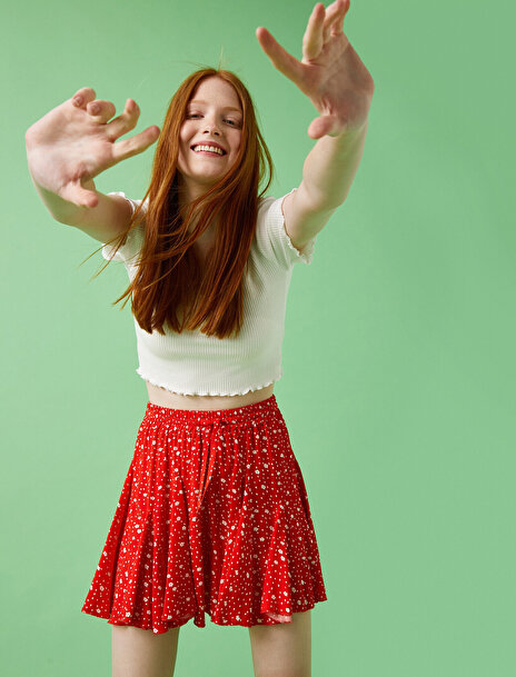 Koton Kadın Belden Bağlamalı Şort Desenli