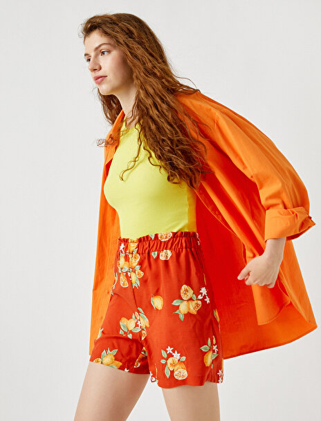 Koton Ole Genç Kız Limon Desenli Şort