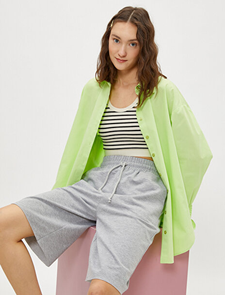 Koton Ole Genç Kız Belden Baglamali Bermuda Şort Pamuklu Oversize Koton Ole Genç Kız Belden Baglamali Bermuda Şort Pamuklu Oversize