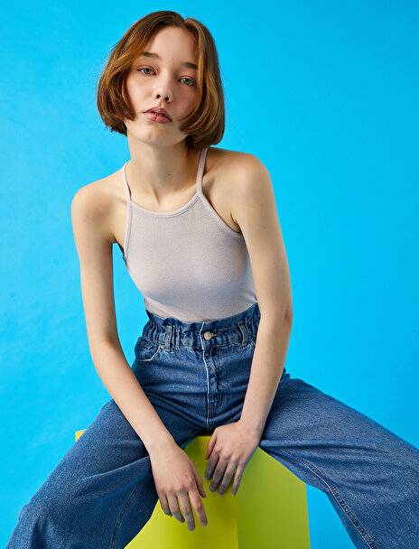 Koton Ole Genç Kız Halter Yaka Atlet Fitilli Tanktop Koton Ole Genç Kız Halter Yaka Atlet Fitilli Tanktop