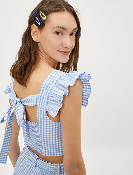 Koton Ole Genç Kız Fırfır Detaylı Atlet Kareli Sırt Detaylı Koton Ole Genç Kız Fırfır Detaylı Atlet Kareli Sırt Detaylı