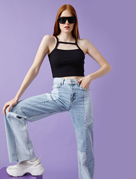 Koton Kadın Crop Atlet Fitilli Pencere Detaylı Koton Kadın Crop Atlet Fitilli Pencere Detaylı