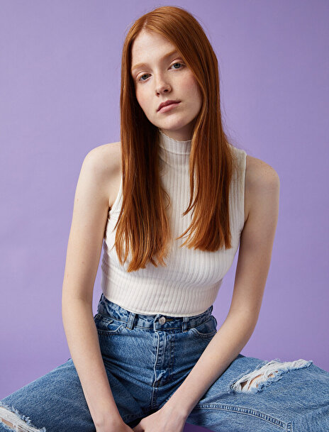 Koton Kadın Fitilli Atlet Dik Yaka