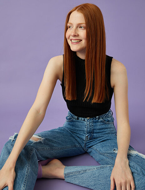 Koton Ole Genç Kız Fitilli Atlet Halter Yaka Koton Ole Genç Kız Fitilli Atlet Halter Yaka