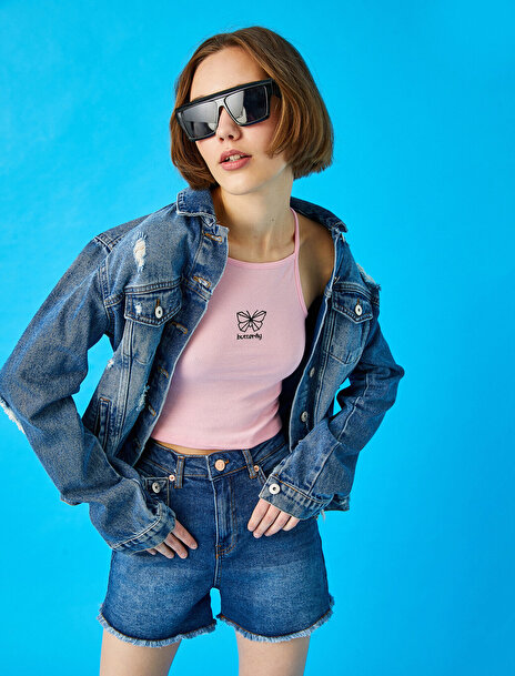 Koton Ole Genç Kız Baskılı Atlet Halter Yaka