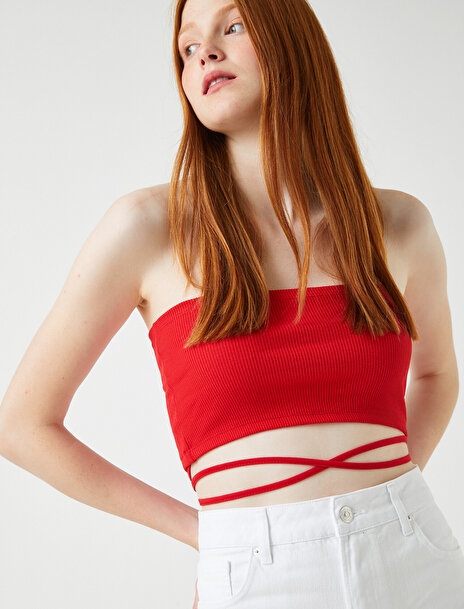 Koton Ole Genç Kız Fitilli Atlet Bel Detaylı Askısız Pamuklu Koton Ole Genç Kız Fitilli Atlet Bel Detaylı Askısız Pamuklu