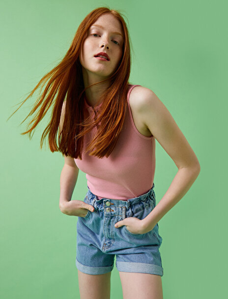 Koton Ole Genç Kız Fitilli Atlet Pamuklu Polo Yaka Koton Ole Genç Kız Fitilli Atlet Pamuklu Polo Yaka