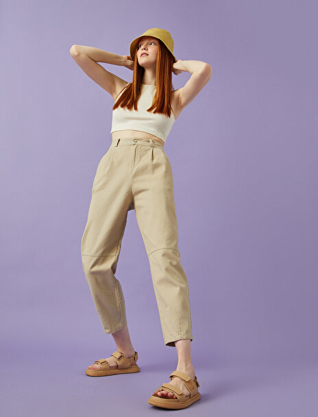 Koton Kadın Yüksek Bel Pantolon Pamuklu