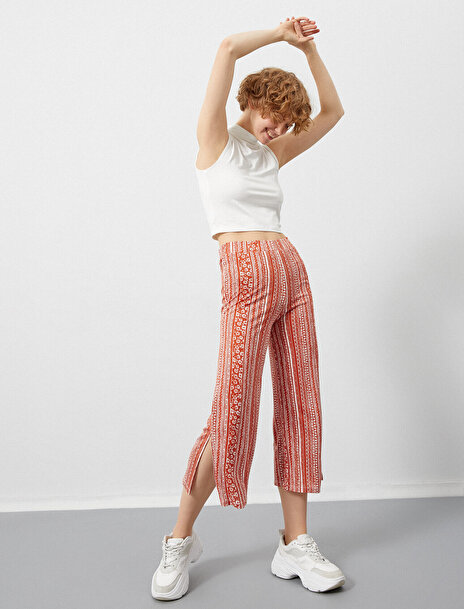 Koton Ole Genç Kız Bol Paça Pantolon Desenli Crop