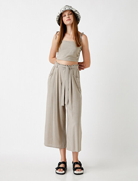 Koton Ole Genç Kız Bol Paça Pantolon Kemerli