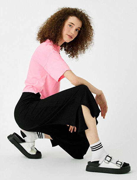 Koton Ole Genç Kız Yırtmaçlı Pantolon Fitilli