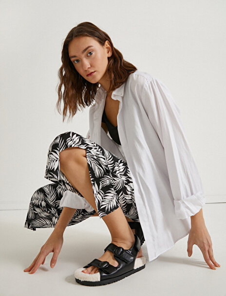 Koton Ole Genç Kız Çiçekli Pantolon Yırtmaç Detaylı