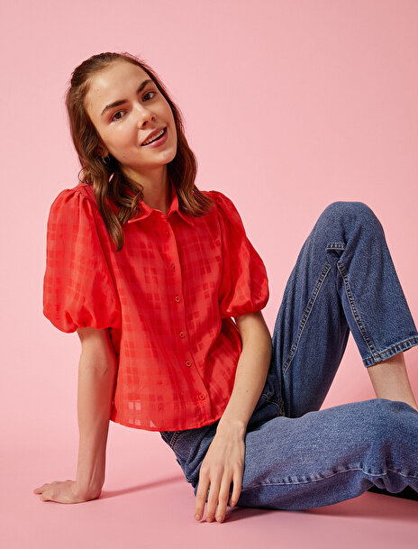 Koton Ole Genç Kız Keten Gömlek Kısa Kollu