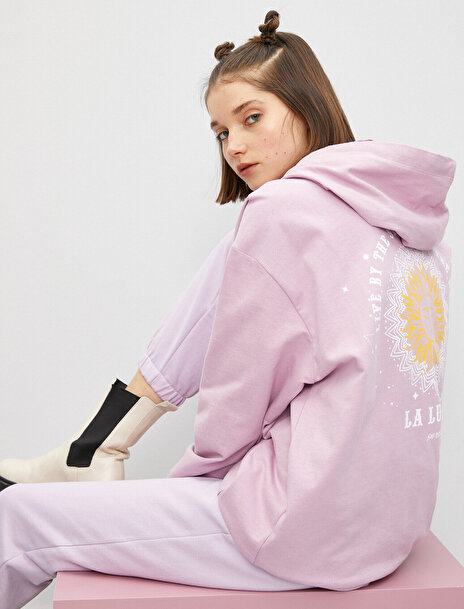 Koton Kadın Kapüşonlu Baskılı Sweatshirt Oversize
