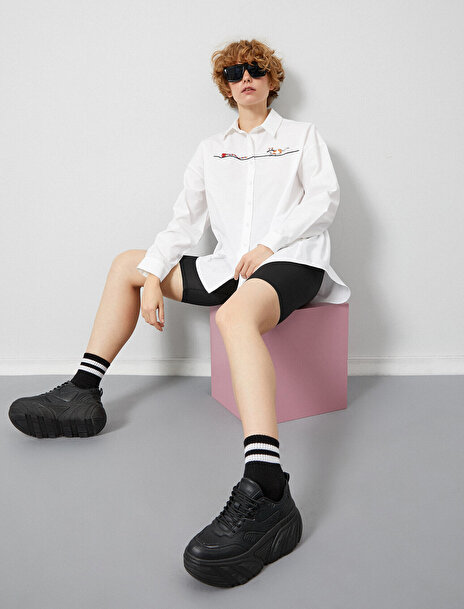 Koton Kadın Baskılı Gömlek Pamuklu Oversize