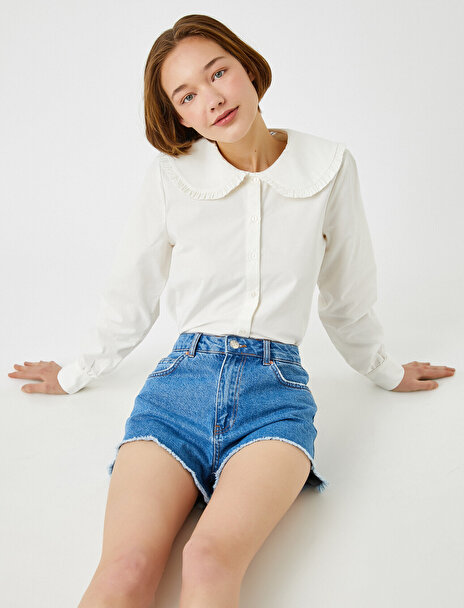 Koton Ole Genç Kız Önlük Yaka Fırfırlı Gömlek