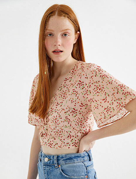 Koton Ole Genç Kız Çiçekli Bluz Crop