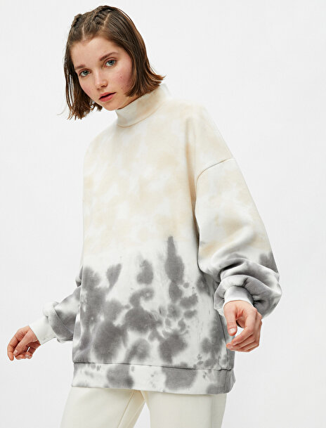 Koton Kadın Pamuklu Dik Yaka Batik Sweatshirt Oversize Koton Kadın Pamuklu Dik Yaka Batik Sweatshirt Oversize