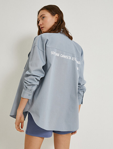 Koton Kadın Yazılı Gömlek Pamuklu Oversize
