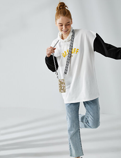 Koton Ole Genç Kız Kapüşonlu Sweatshirt Renk Bloklu Sloganlı Pamuklu Koton Ole Genç Kız Kapüşonlu Sweatshirt Renk Bloklu Sloganlı Pamuklu
