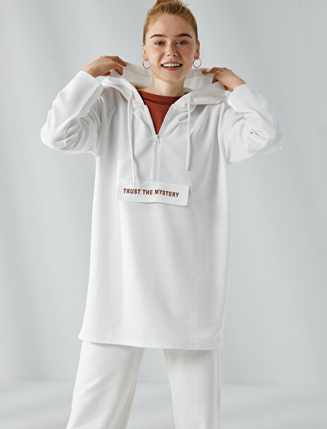 Koton Kadın Kapüşonlu Sweatshirt Sloganlı Cepli