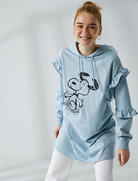 Koton Kadın Snoopy Sweatshirt Kapüşonlu Fırfırlı Lisanslı Koton Kadın Snoopy Sweatshirt Kapüşonlu Fırfırlı Lisanslı