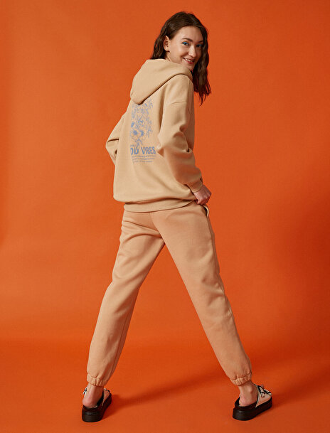 Koton Kadın Kapüşonlu Baskılı Pamuklu Sweatshirt Oversize