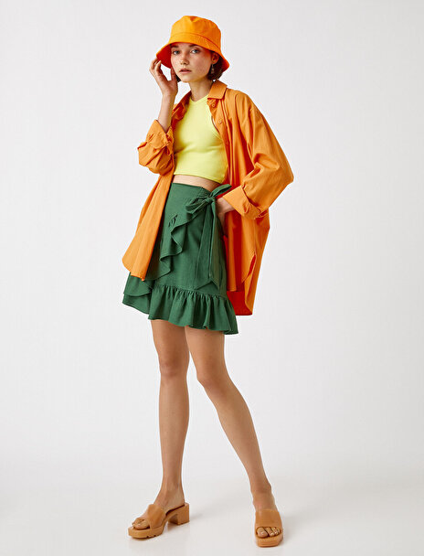 Koton Kadın Keten Etek Fırfırlı Koton Kadın Keten Etek Fırfırlı