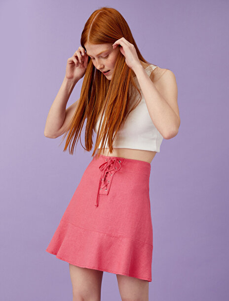 Koton Kadın Keten Etek Belden Bağlamalı Koton Kadın Keten Etek Belden Bağlamalı