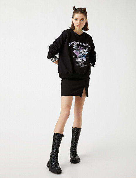 Koton Ole Genç Kız Yırtmaç Detaylı Mini Etek