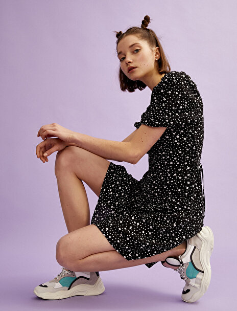 Koton Ole Genç Kız Çiçekli Yazlık Elbise Balon Kol Mini Koton Ole Genç Kız Çiçekli Yazlık Elbise Balon Kol Mini