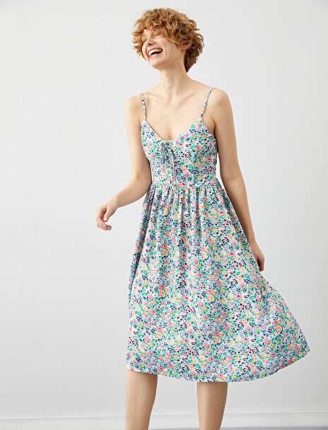 Koton Ole Genç Kız Çiçekli Yazlık Elbise Ince Askili