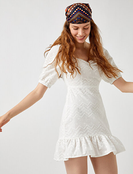 Koton Kadın Balon Kol Elbise Pamuklu