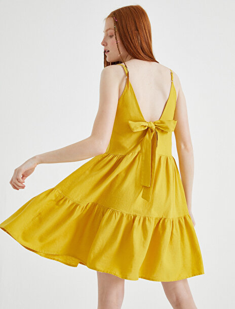 Koton Kadın Keten Elbise Kurdele Detaylı