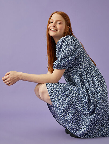 Koton Ole Genç Kız Çiçekli Yazlık Elbise Balon Kollu