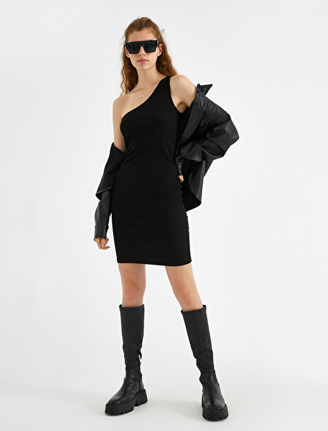 Koton Ole Genç Kız Tek Omuz Elbise Dar Kesim Mini Koton Ole Genç Kız Tek Omuz Elbise Dar Kesim Mini