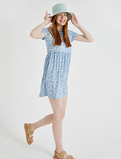Koton Ole Genç Kız Çiçekli Yazlık Elbise Kisa Kollu