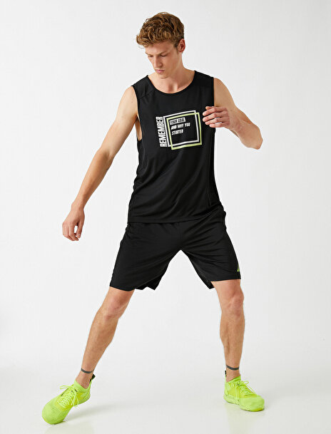 Koton Erkek Cepli Spor Şort Beli Bağlamalı Baskılı