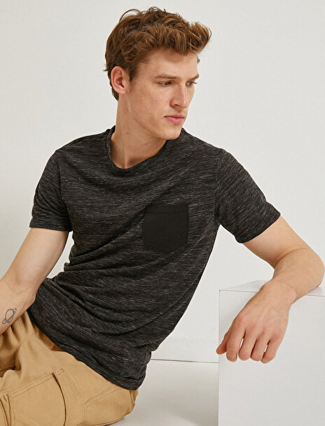 Koton Erkek Kısa Kollu Tişört Bisiklet Yaka Cepli