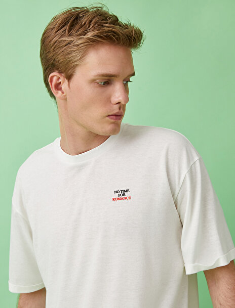 Koton Erkek Sloganlı Tişört Baskılı Pamuklu Oversize Koton Erkek Sloganlı Tişört Baskılı Pamuklu Oversize