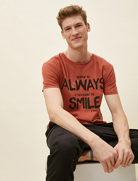 Koton Erkek Yazılı Baskılı Tişört Kısa Kollu Pamuklu