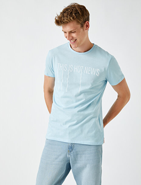 Koton Erkek Sloganlı Tişört Baskılı Pamuklu Koton Erkek Sloganlı Tişört Baskılı Pamuklu