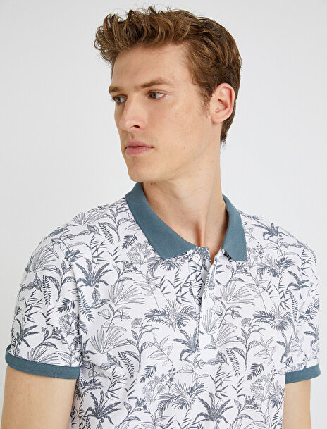 Koton Erkek Polo Yaka Tişört Baskılı Kısa Kollu Pamuklu