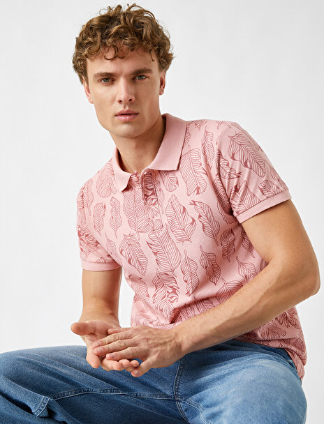 Koton Erkek Kuş Tüyü Desenli Polo Yaka Tişört